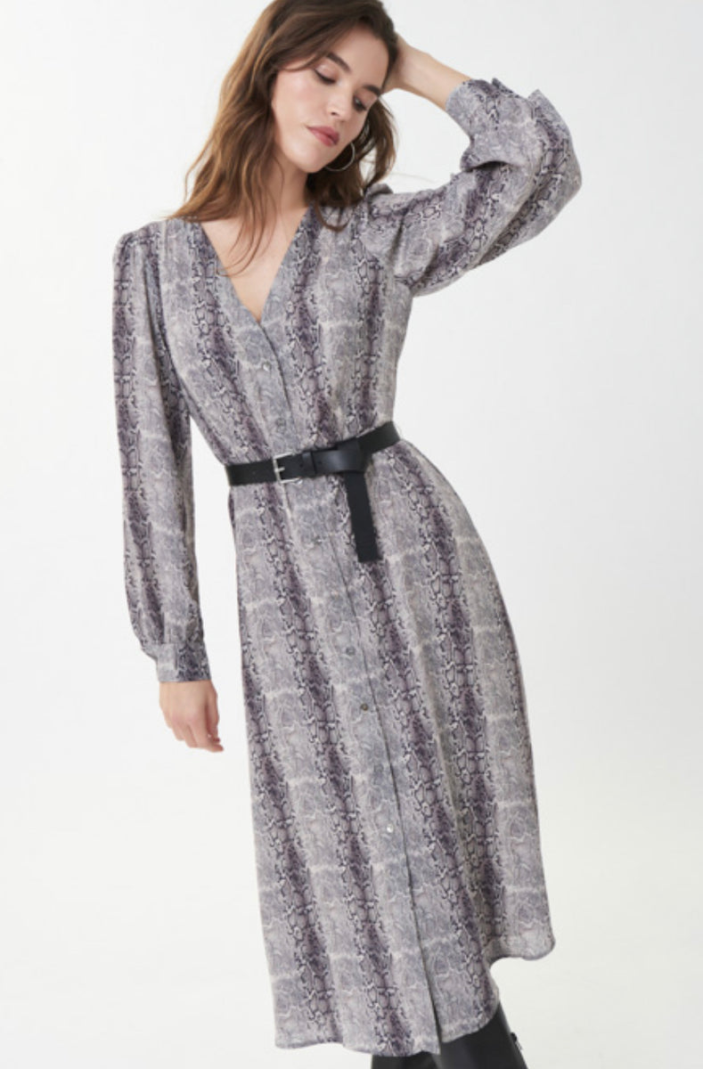 Joseph Ribkoff Python Print Dress With Belt – Clutch